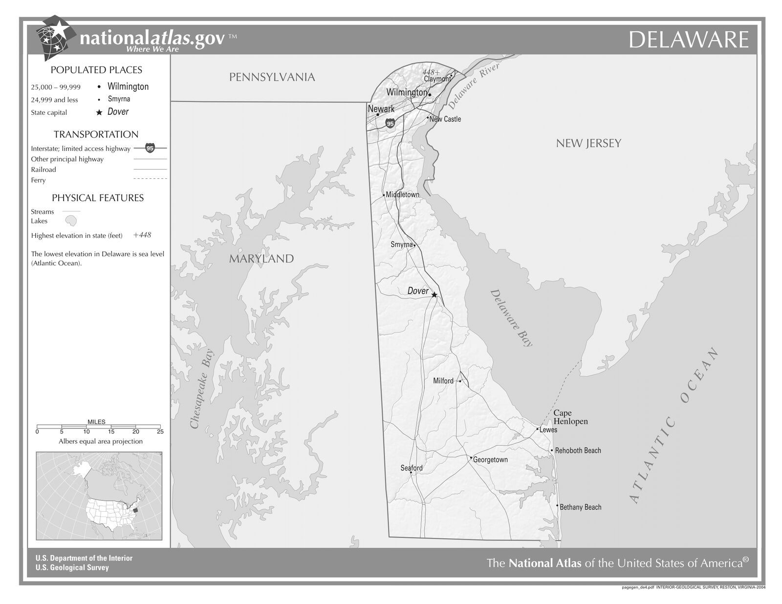 Delaware State Reference (Black&White) Laminated Wall Map - Maps & Atlases