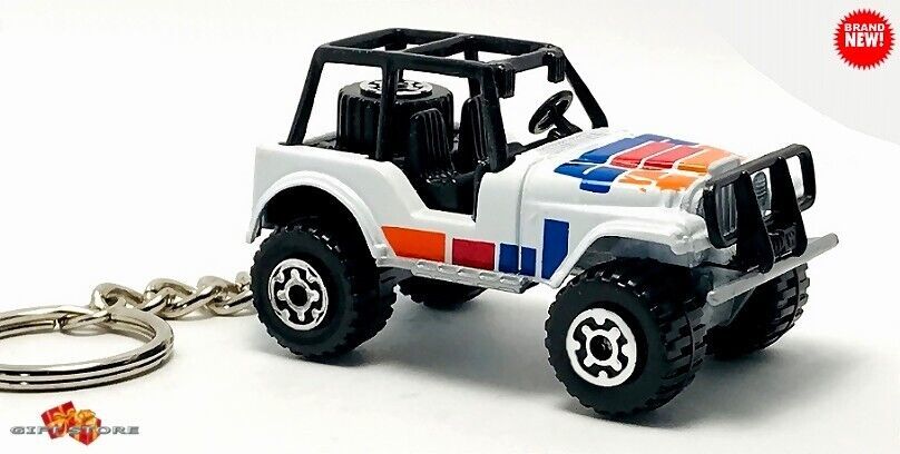 RARE KEYCHAIN WHITE JEEP WRANGLER WILLYS CJ5 AMC CJ CUSTOM LIFTED GREAT ...