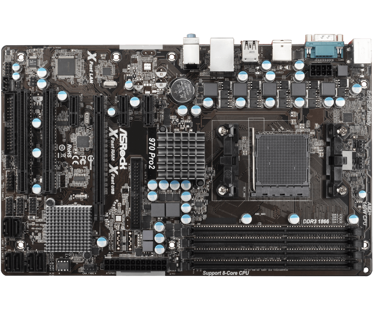 ASRock 970 Pro2 Socket AM3/AM3+ DDR3 32GB ATX - Motherboards