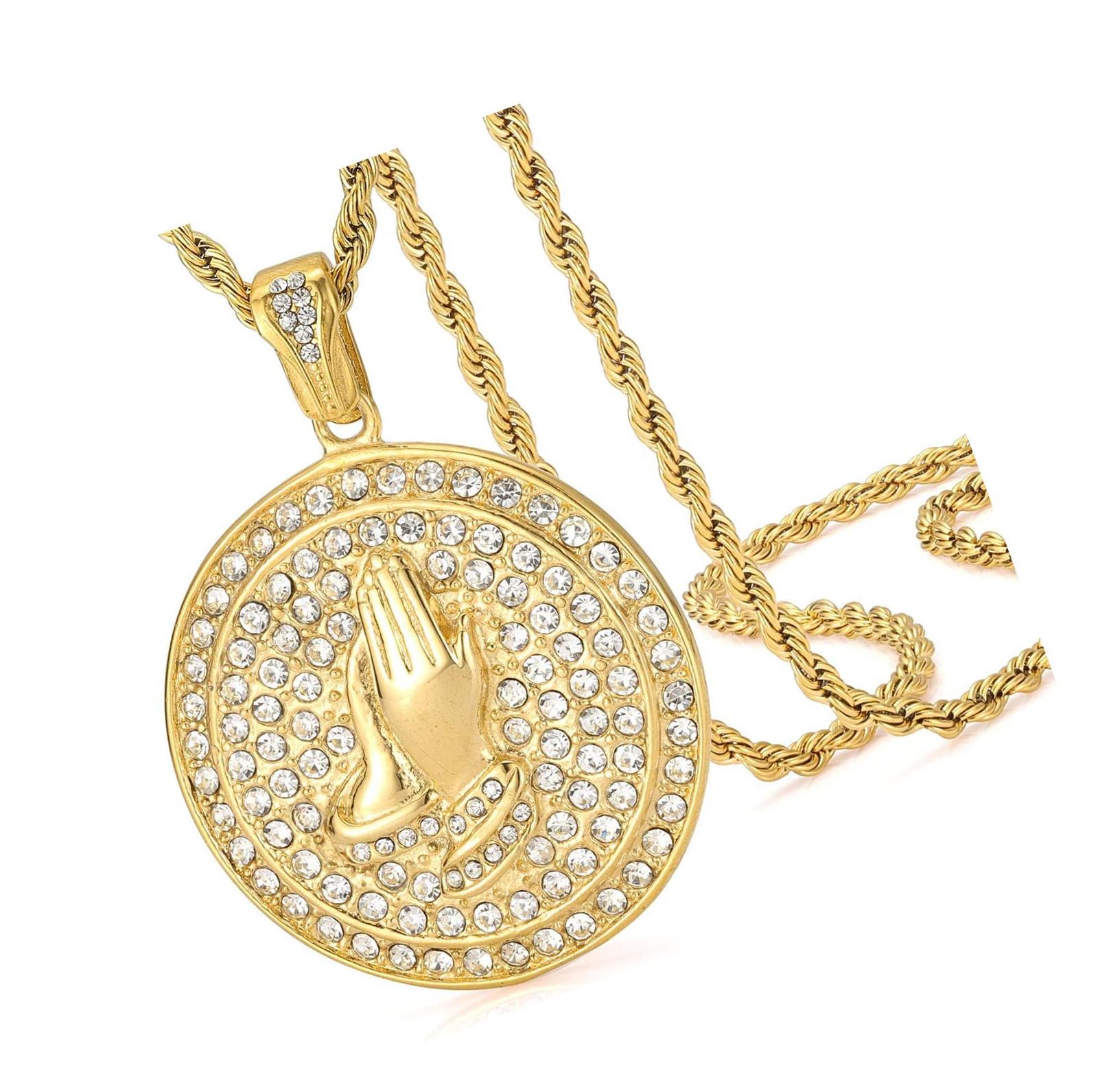 Hip Hop Jewelry 18k Gold Plated Iced Out Bling Ankh - Necklaces & Pendants
