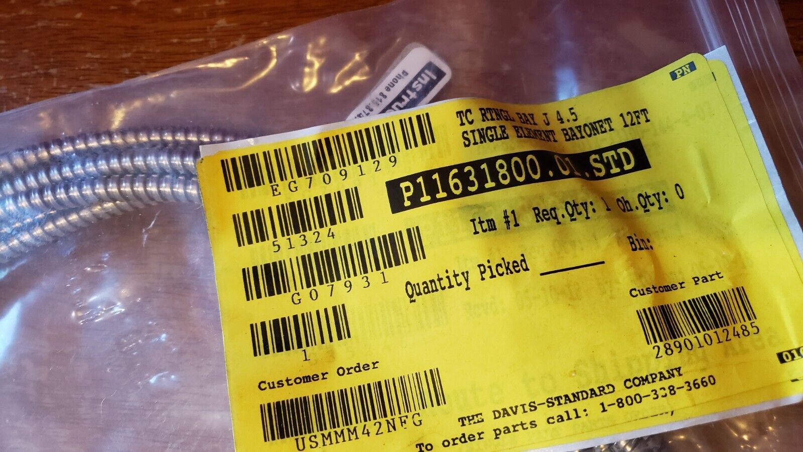 Instrucon Single Element Fixed Bayonet T/C Thermocouple Probe heater ...