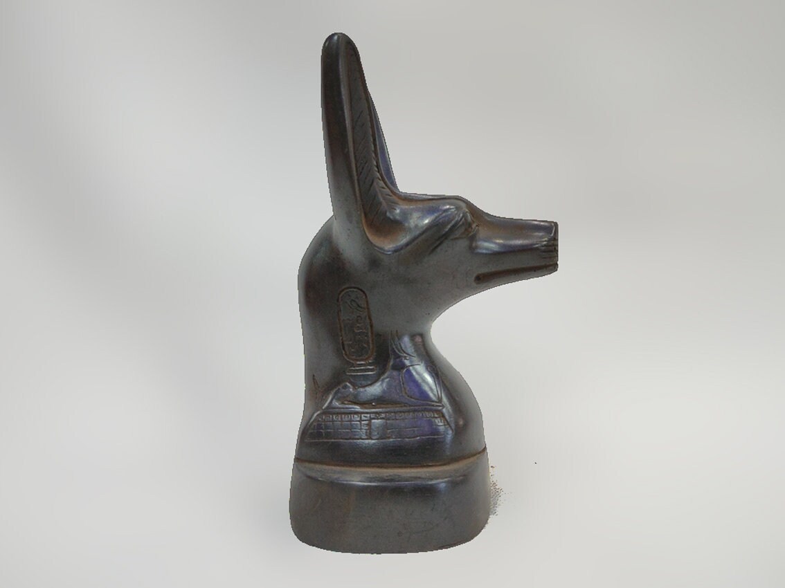 Anubis Jackal. Head of an Anubis statue. Altar statue. Brilliantly made ...