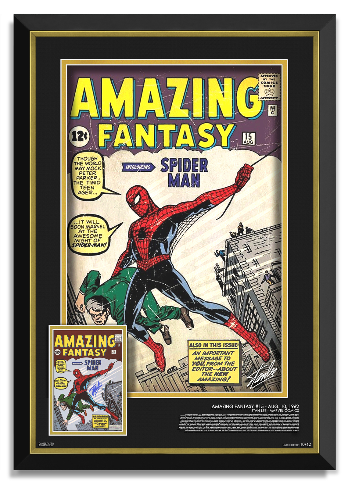 First Spider-Man Appearance Framed Print Stan Lee Signature - Limited ...