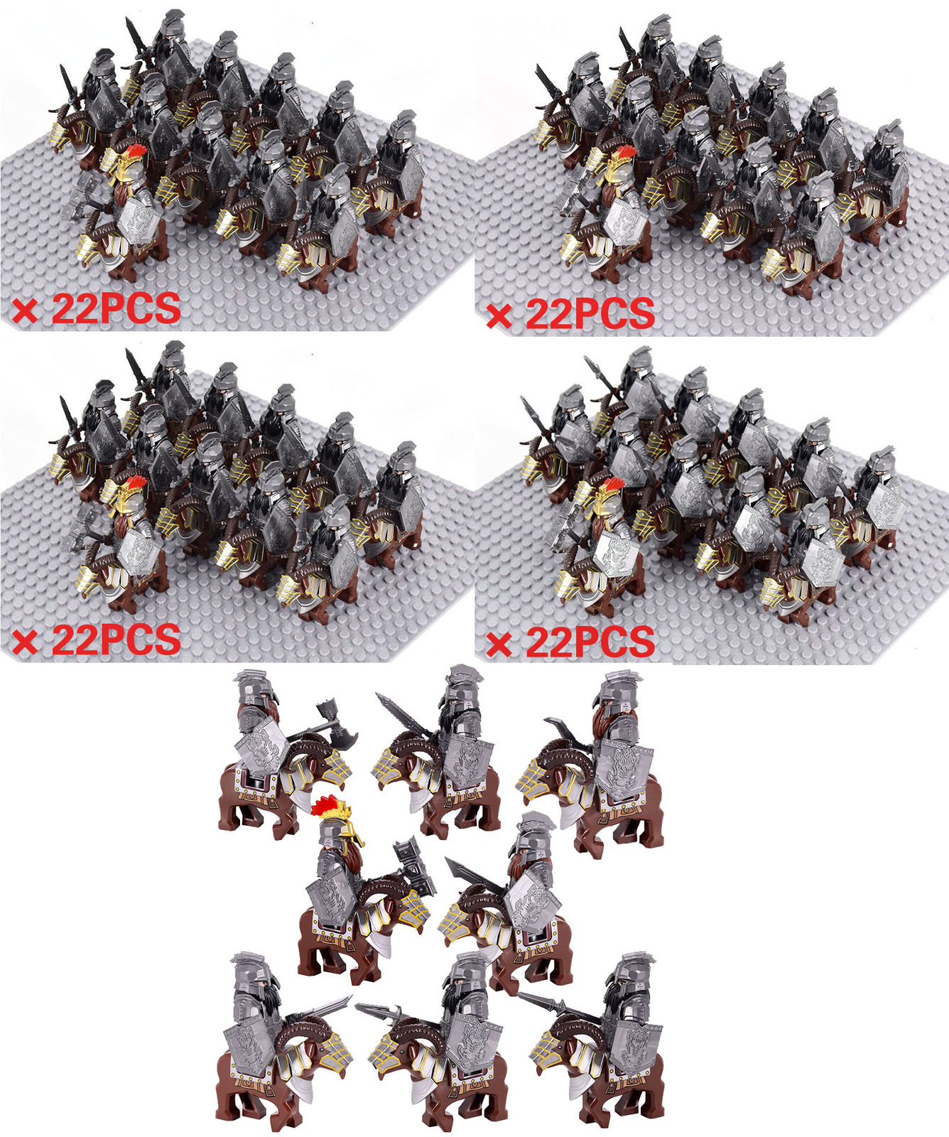 Fantasy Saga Iron Hills Dwarves Goat Cavalry 22pcs Minifigures Lot ...