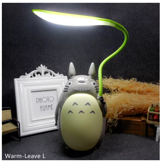 USB Rechargeable Totoro LED Table Lamp with Leaf Design – Warm & Large ...