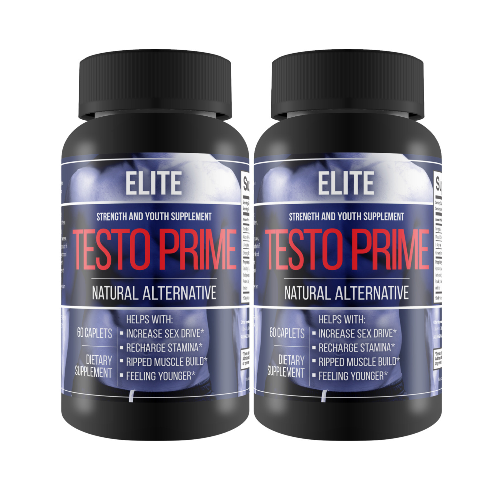 2 Pack Elite Testo Prime Capsules, All Natural Male Supplement - 120 ...