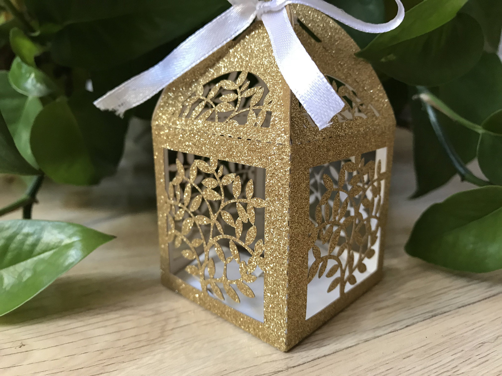 100pcs Glitter Laser Cut Wedding Gift Box with Ribbon for Birthday ...
