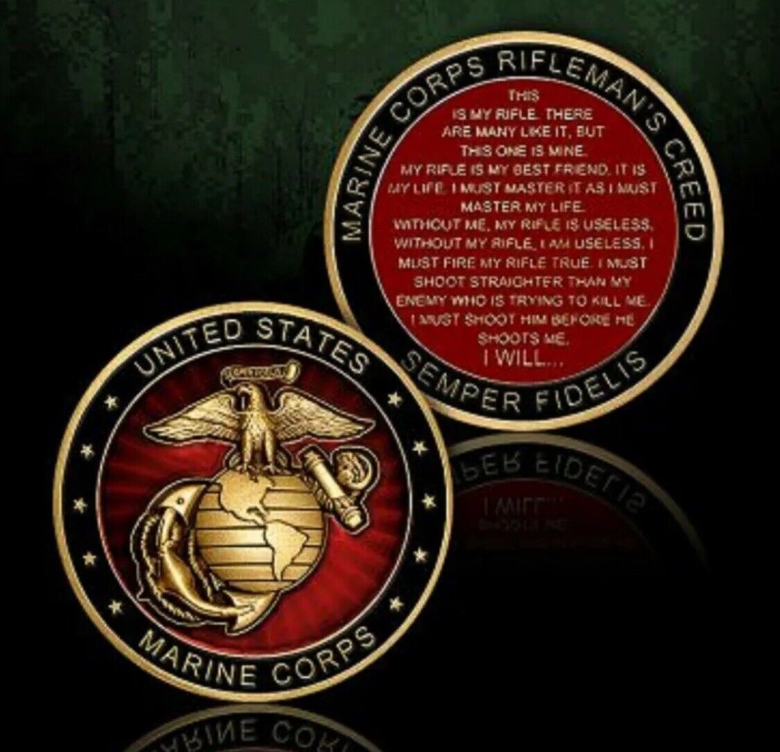 MARINE CORPS RIFLEMAN'S CREED CHALLENGE COIN - Current Militaria (2001-Now)