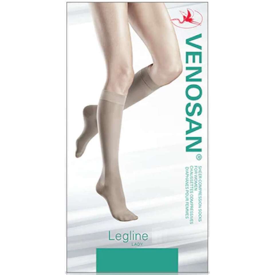 Venosan Legline Super Sheer Below Knee Highs 20-30mmHg (Sahara) Small ...