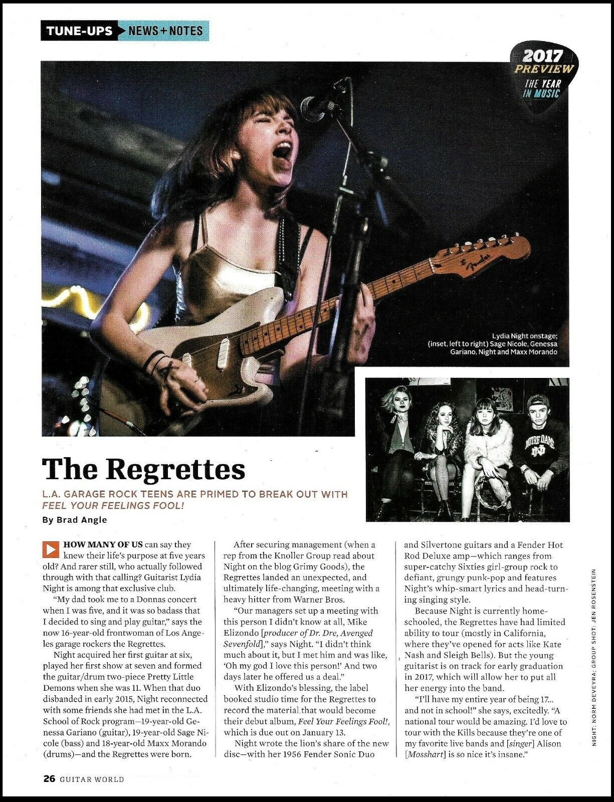 The Regrettes Lydia Night onstage with her Fender Duo-Sonic guitar ...