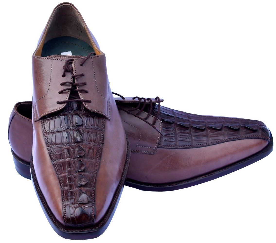 Made By Hand Opium Brown Horn Back Tail Genuine Crocodile Leather Dress ...