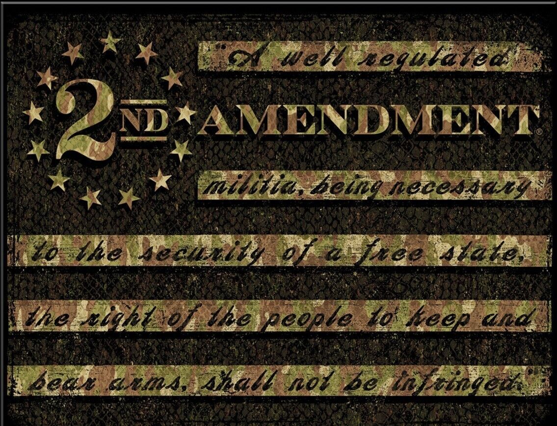 2nd Amendment Firearms America Eagle Camo Gun Ammo Wall Décor Metal Tin ...
