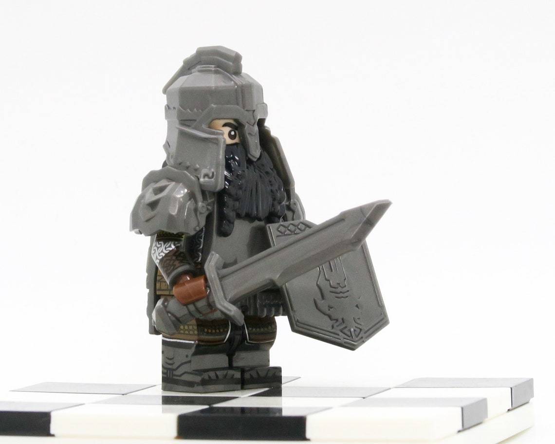 The Hobbit Iron Hills Dwarf Armored Swordsman Minifigures Weapons ...