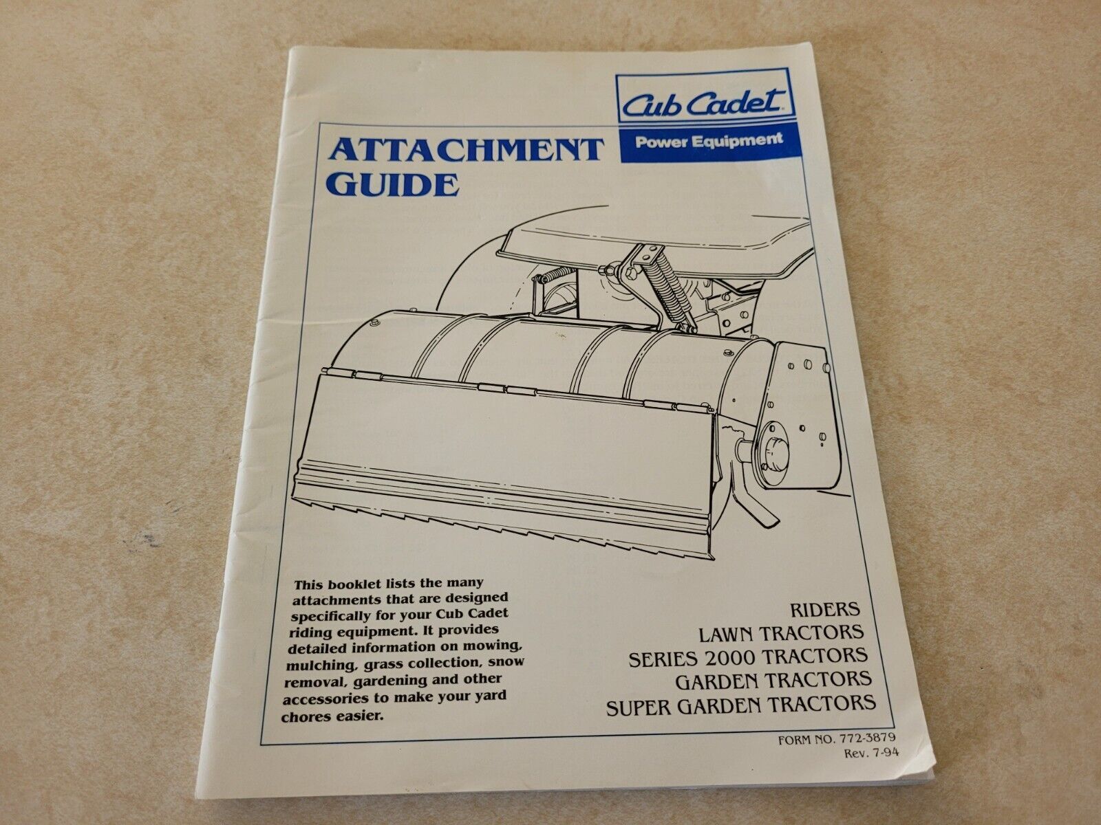 Cub Cadet Tractor Attachment Manual (772-3879) - 56 Pages - Books
