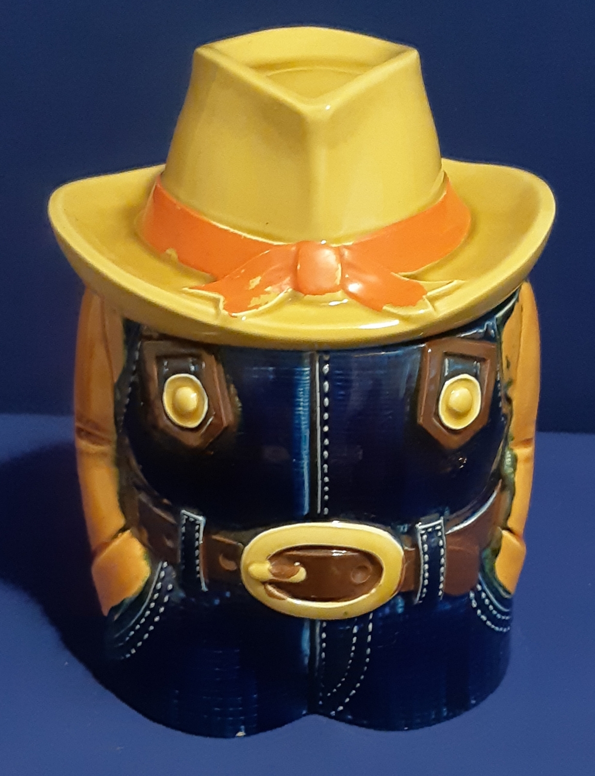 Vintage Headless Texan Cowboy Cookie Jar Container- Made in Japan - Other