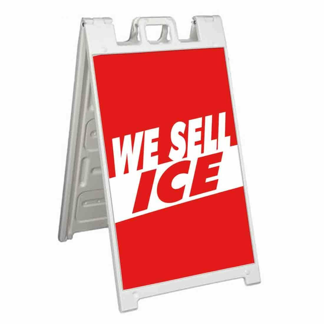 WE SELL ICE Signicade 24x36 Aframe Sidewalk Sign Banner Decal FROZEN ...