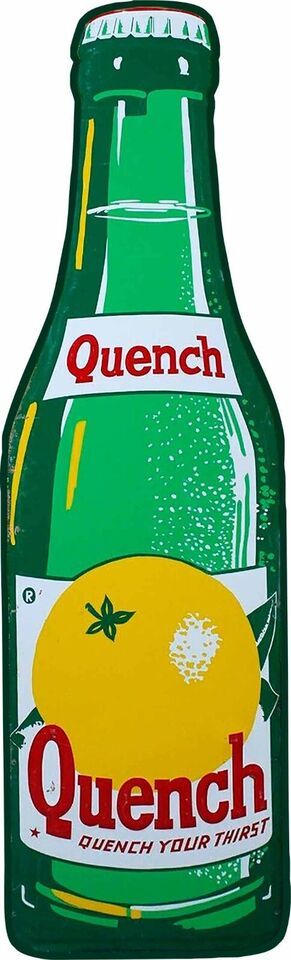 Quench Soda Bottle Laser Cut Advertising Metal Sign - Soda