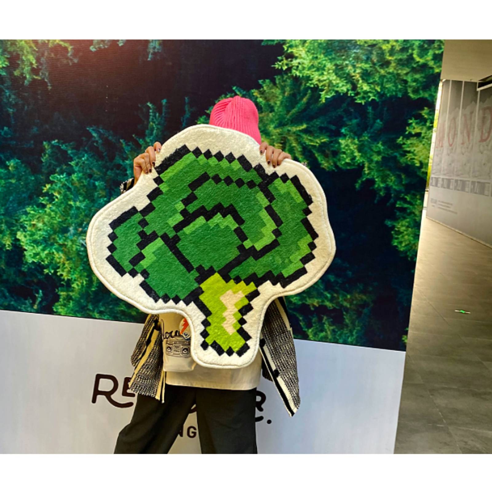 Irregular Green rug,broccoli bedroom rug,cute cartoon pixel rug,green ...