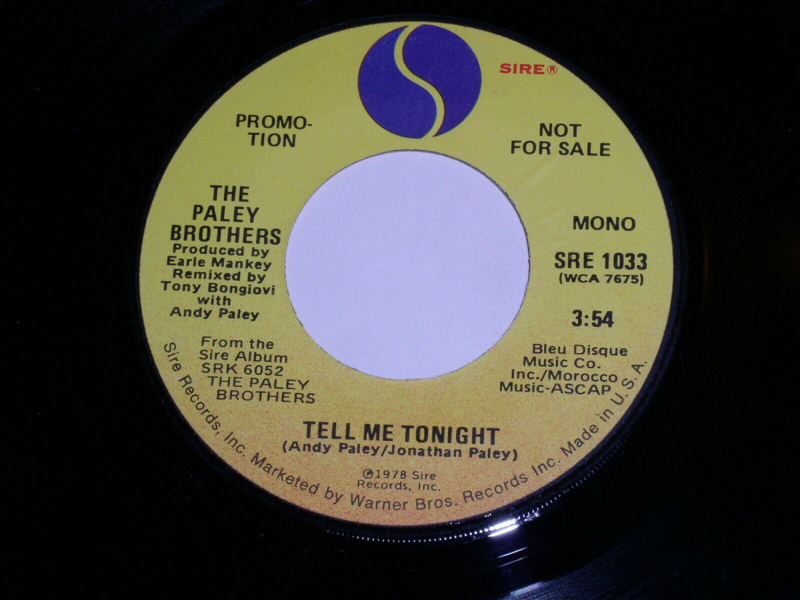 The Paley Brothers Tell Me Tonight 45 Rpm Record Vintage Sire ...