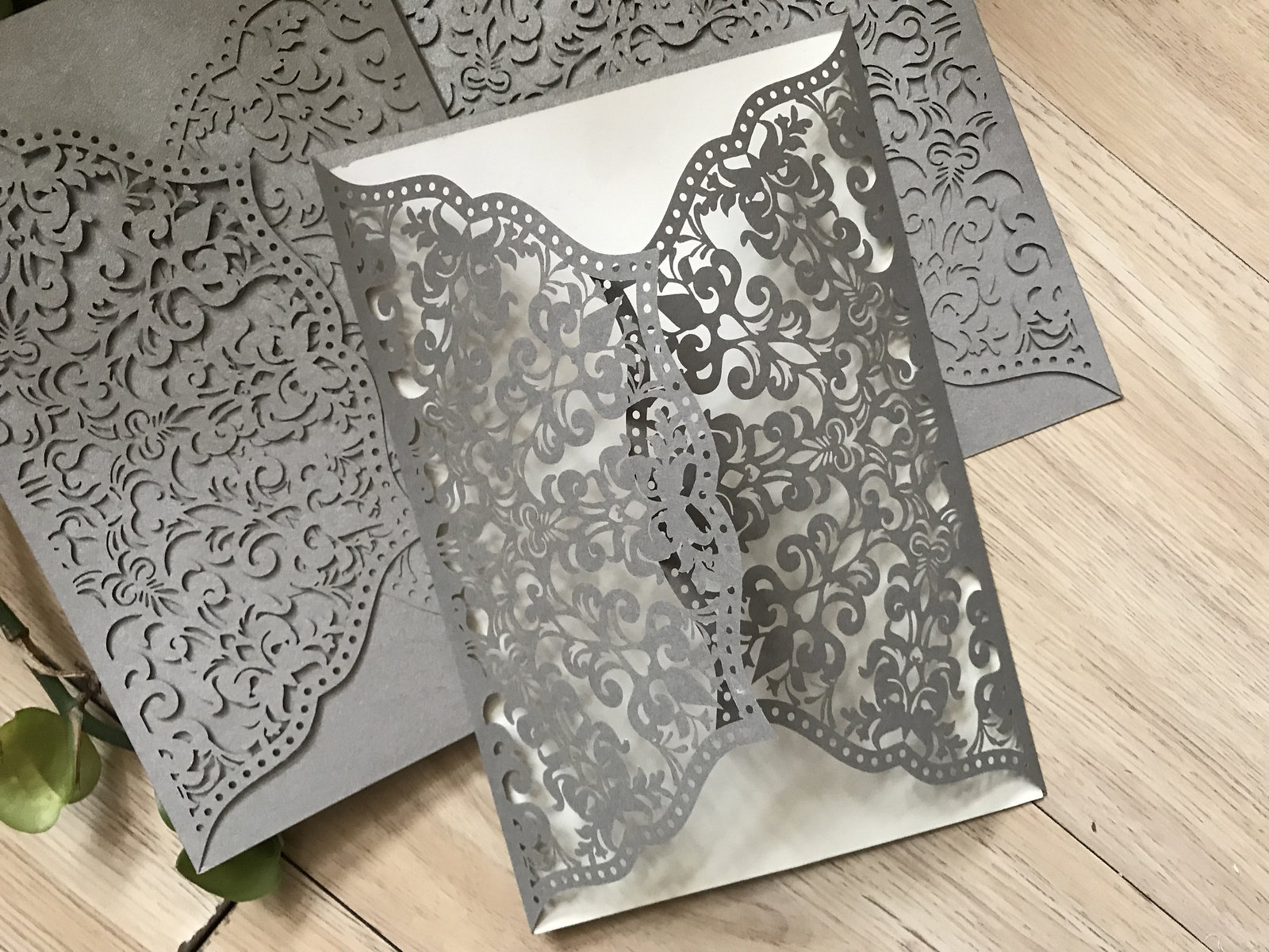 50pcs Silver Laser Cut wedding invitations cards,Birthday Party invite ...