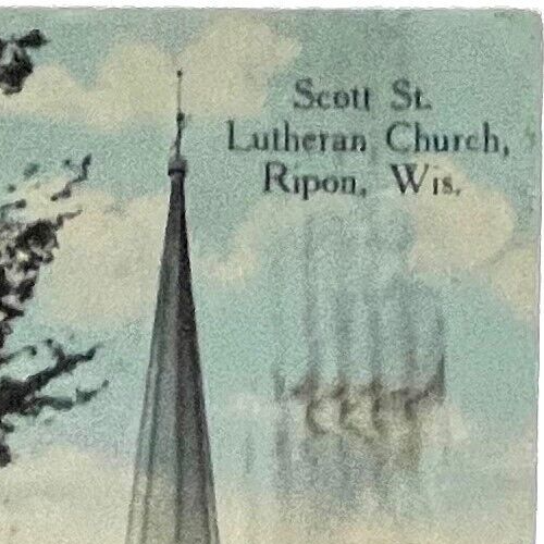 Scott St., Lutheran Church, Ripon, Wisconsin, vintage post card 1925 ...