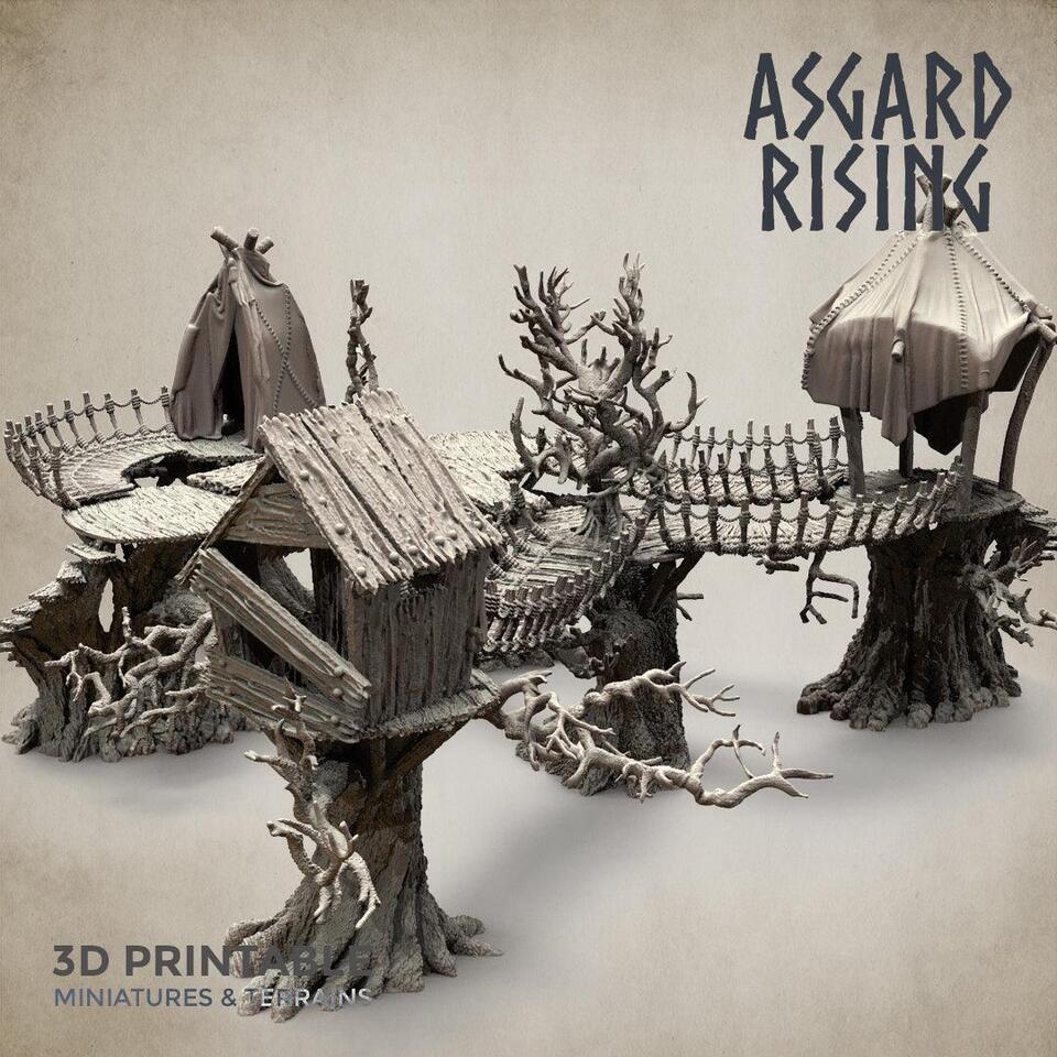 3D Printed Asgard Rising Forest Village Modular Set 32mm Ragnarok D&D - 28mm