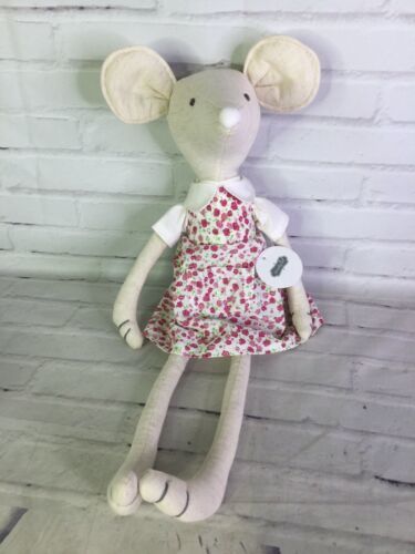 Mud Pie Whimsical Mouse Girl Plush Stuffed Animal Doll With Pink Floral ...