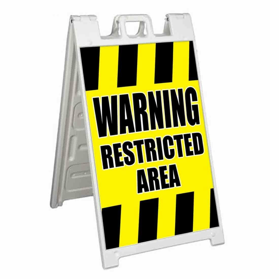 WARNING RESTRICT AREA Signicade 24x36 Aframe Sidewalk Decal Sign Banner ...