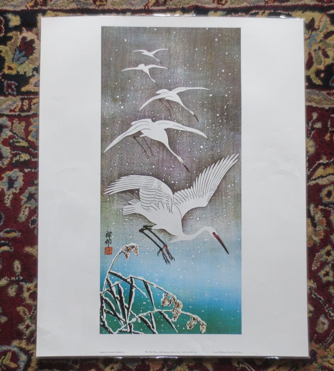 Ohara Shoson - White Birds In Snow - Original Laminated Art Print - Art ...
