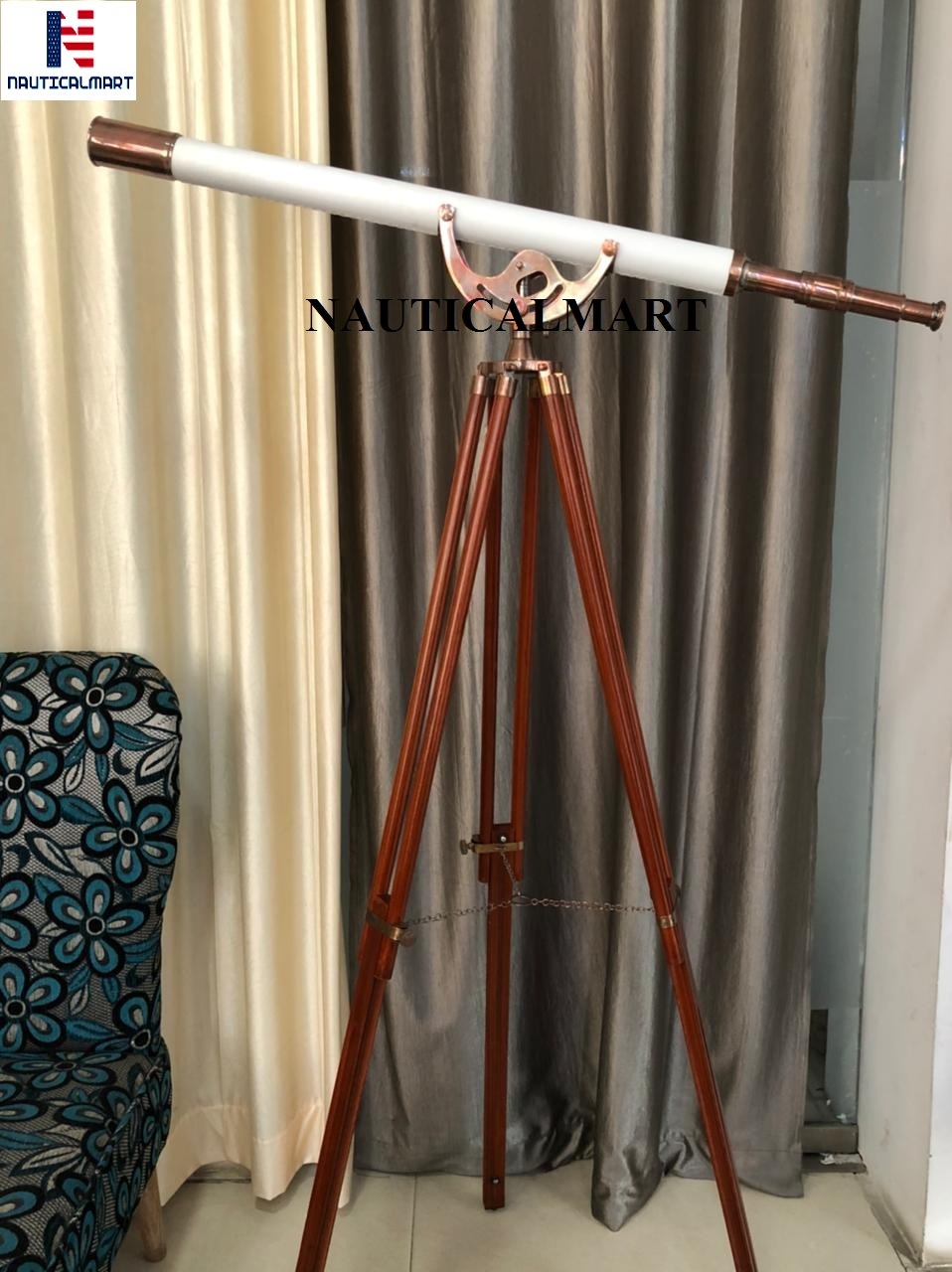 Floor Standing Bronzed With White Leather Griffith Astro Telescope 65 ...