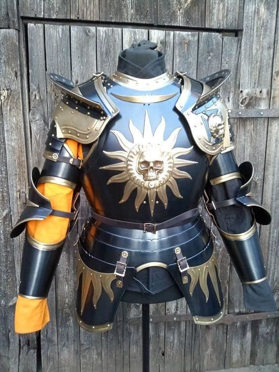 Black Knight Half Suit of Armor SCA LARP Medieval Decorative Armour Set ...