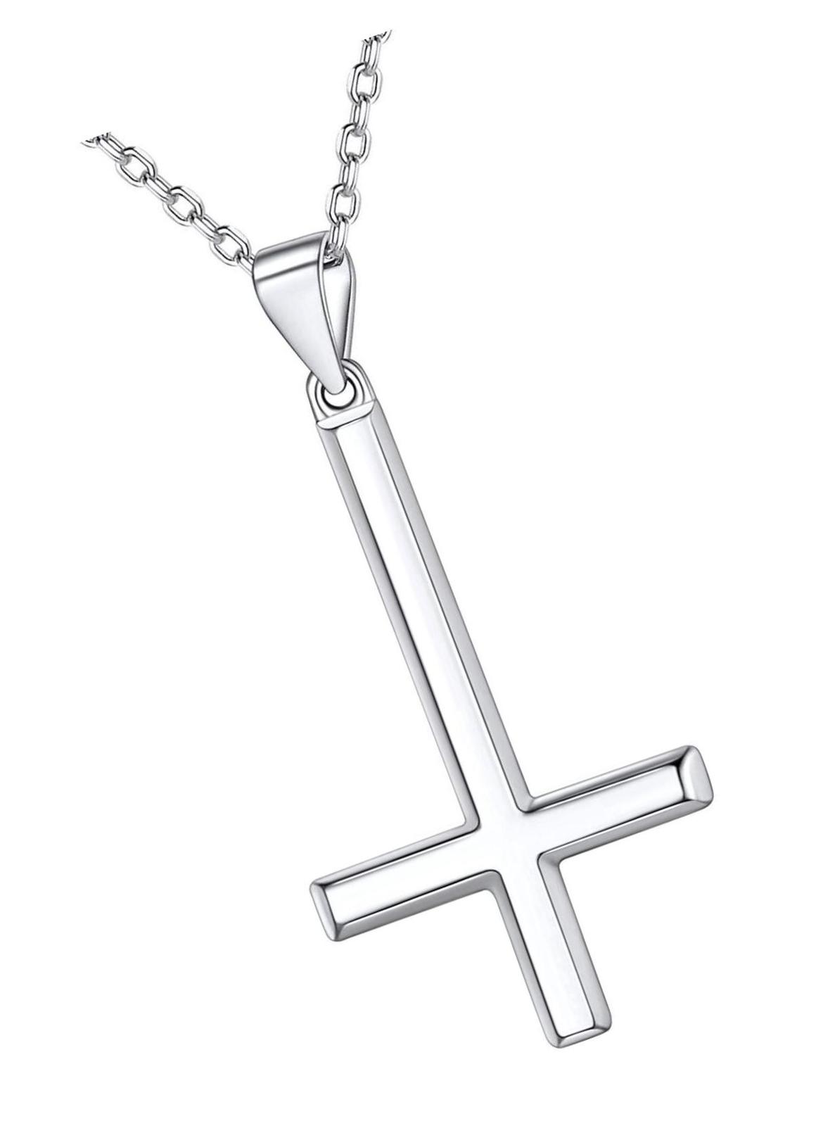 Stainless Steel Inverted Cross Necklace, Upside - Flasks