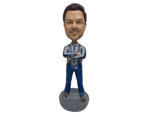 Custom Bobblehead Cool Male Wearing A Shirt And Jeans With Casual Shoes ...