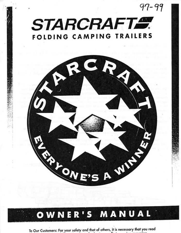 1997 Starcraft Folding Camping Popup Trailer Owners Manual - Other RV ...