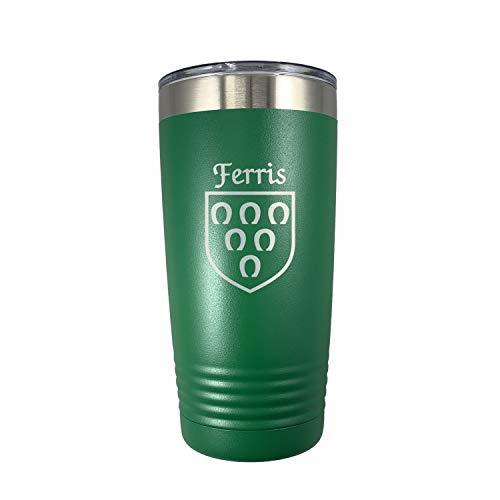 Ferris Irish Coat of Arms Stainless Steel Green Travel Tumbler - Equipment