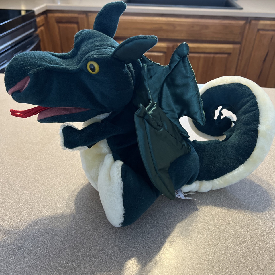 HTF Folkmanis baby dinosaur dragon plush Green hand puppet figure ...