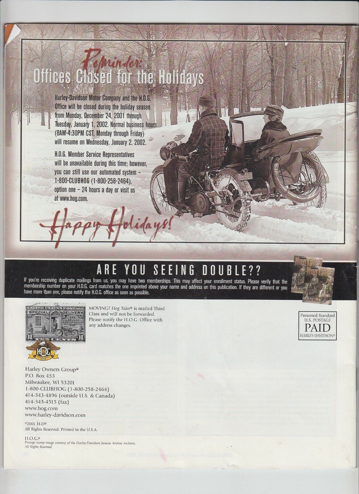 Hog Tales Magazine November December 2001 Harley Davidson Motorcycle ...