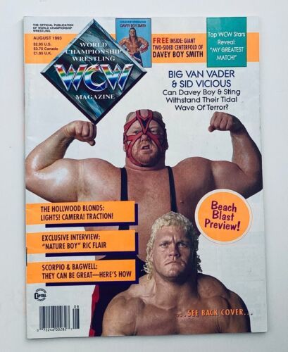 WCW Wrestling Magazine August 1993 Big Van Vader and Sid Vicious w ...