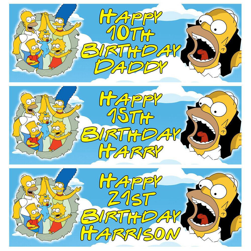 THE SIMPSONS Personalised Birthday Banner - The Simpsons Birthday Party ...
