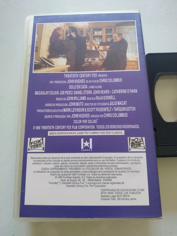 1991 Fox John Hughes Macaulay Culkin Joe Pesci Home Alone - Spanish VHS ...