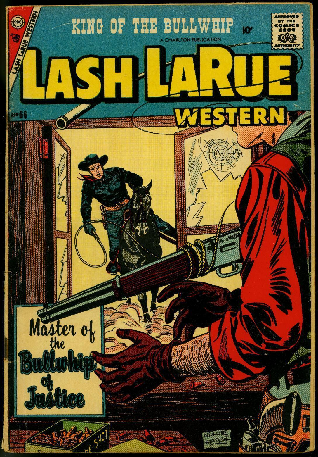 LASH LARUE WESTERN #66 1957 CHARLTON KING OF BULLWHIP VG - Comic Books & Memorabilia