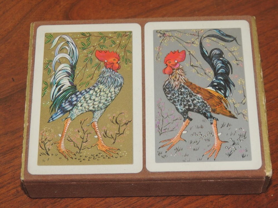 NEW 2 decks Fournier Vitoria Plastic Coated Playing Cards Roosters ...