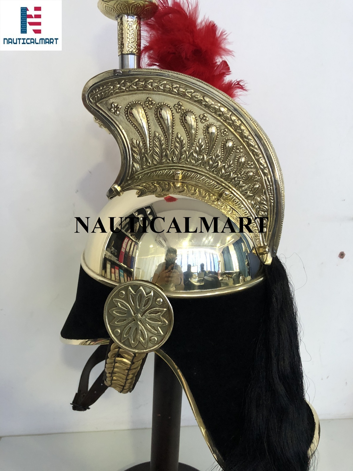 Brass Pickelhaube Helmet Medieval Knight Roman Plume Helmet - Knives ...
