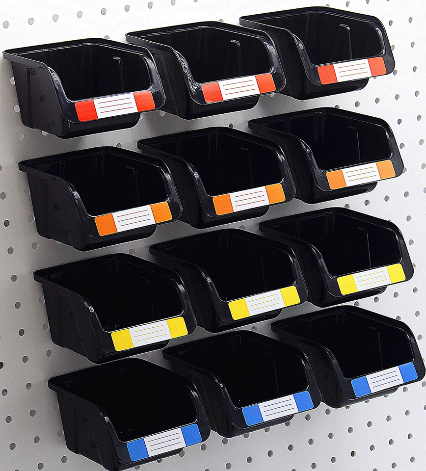 Pegboard Bins Kit 12 PACK Black Pegboard Parts Storage Tool Peg Borad ...