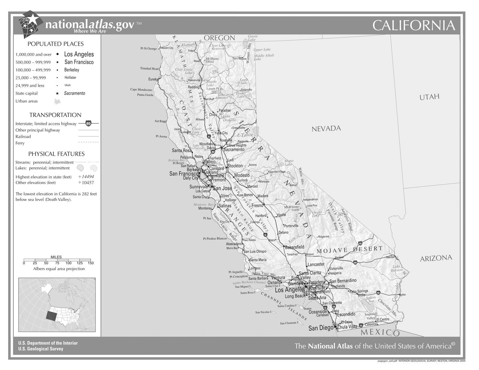 California State Reference (Black&White) Laminated Wall Map - Maps ...