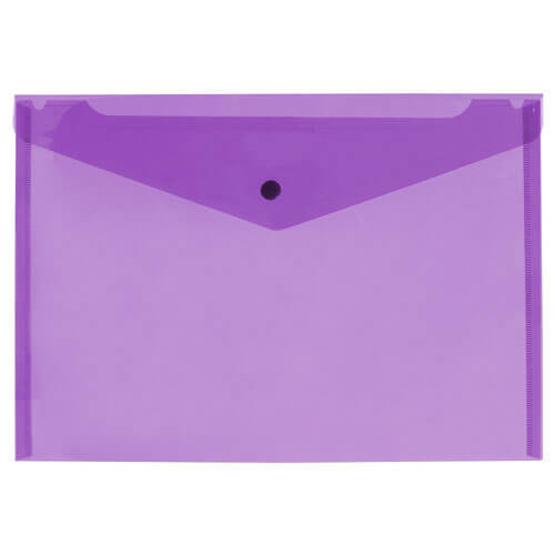 Protext Button Closure Document Wallet (A4) - Purple - Binders & Supplies