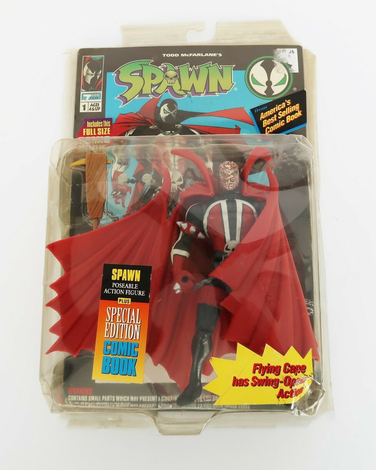 1994 Spawn unmasked flying cape action figure Series 1 comic Todd ...