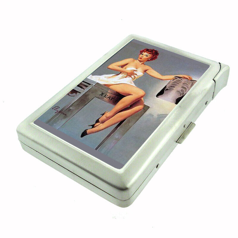 Vintage Pin Up Girl D66 100's Size Cigarette Case with built in lighter ...
