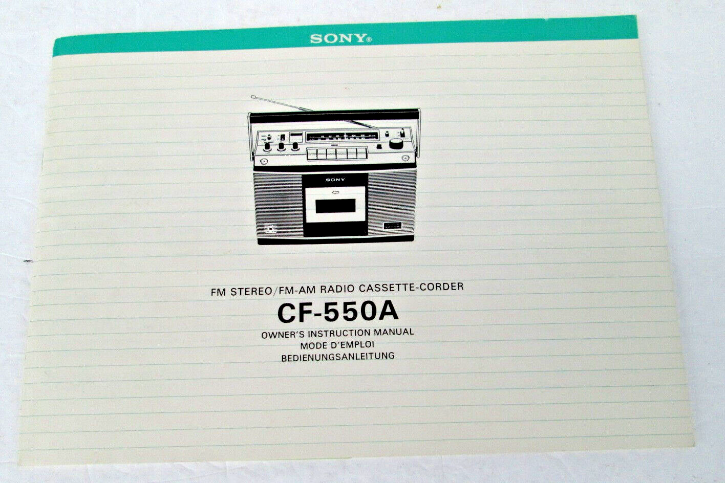 Sony CF-550A Owners Instruction Manual FM Stereo FM-AM Radio Cassette-Corder - Vintage Manuals ...