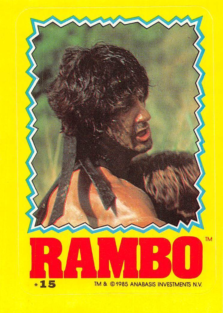 1985 Topps Rambo First Blood Part II Sticker #15 John Rambo Sylvester ...